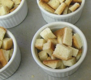 As for the bread crusts, I cut mine into small cubes, not gigantor size ...