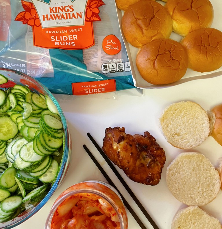 Step 4: Place one piece of chicken onto the bottom slider bun. Top with ...